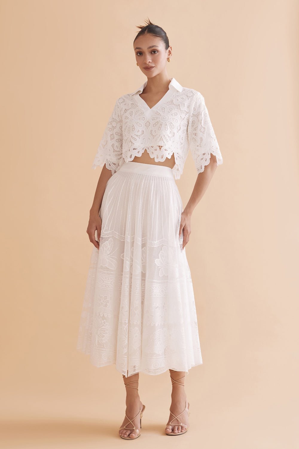 Daria White Lace Co-ord Set – Zabella International