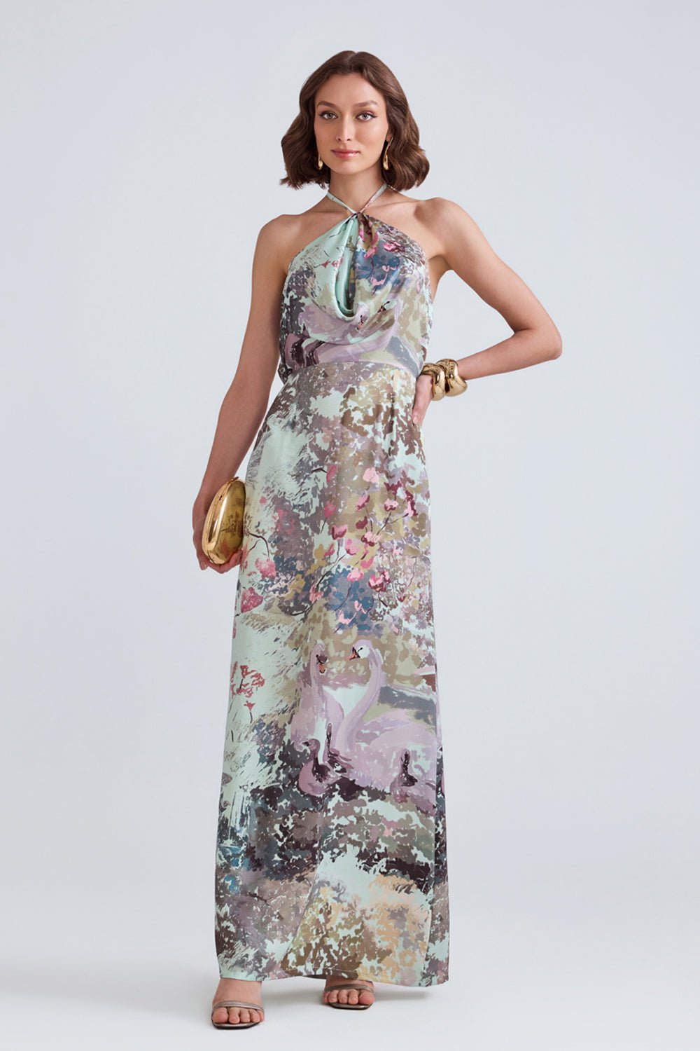Swan Green Satin Maxi Dress – Zabella International